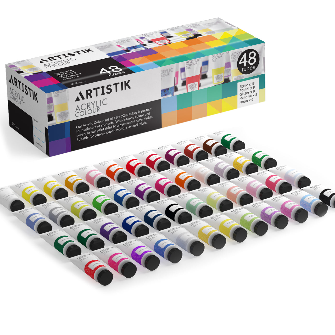 Vibrant Color Artist Paints Castle Art Supplies 48 Color Acrylic Paint ...