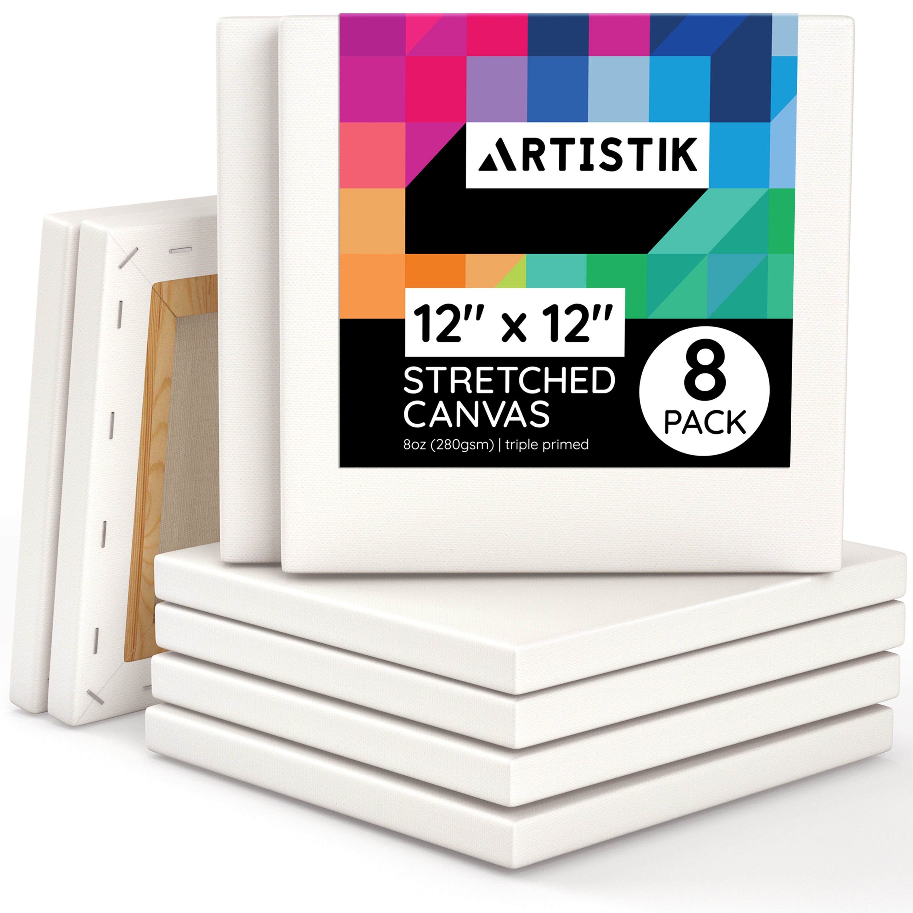 12" x 12" Stretched Canvas - 8 Pack – Artistik Art Materials